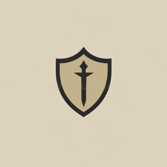 Logo Design Featuring a Shield and Sword on a Neutral Background ...
