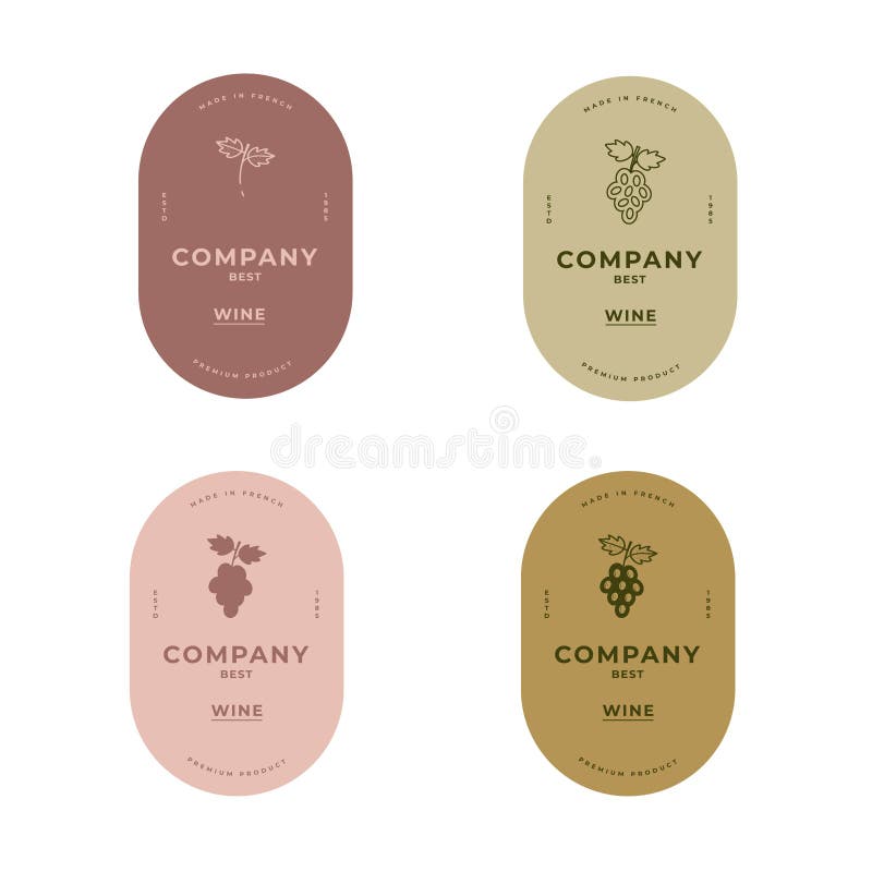 Logo Design Template, Set of Wine Labels. Premium Minimalist and Modern ...