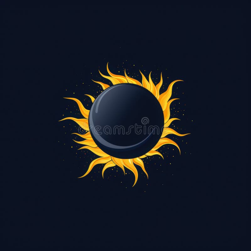 Total Solar Eclipse Logo Design Featuring a Dark Circle Surrounded by Vibrant Sun Rays ...