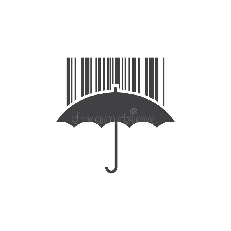 Logo Design with Umbrella and Bar Code Rain Vector Stock Illustration ...