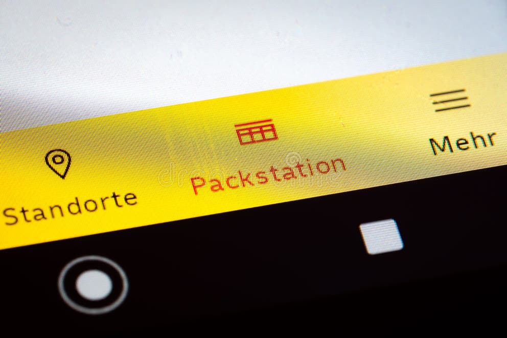 Logo of the DHL Packstation on an Android Device Editorial Photography ...