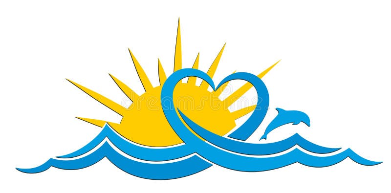 Logo di Sun con il mare illustrazione vettoriale. Illustrazione di ...