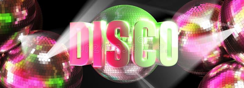 Logo Disco with Silver Text in Front of Mirror Balls - Web Banner Stock ...