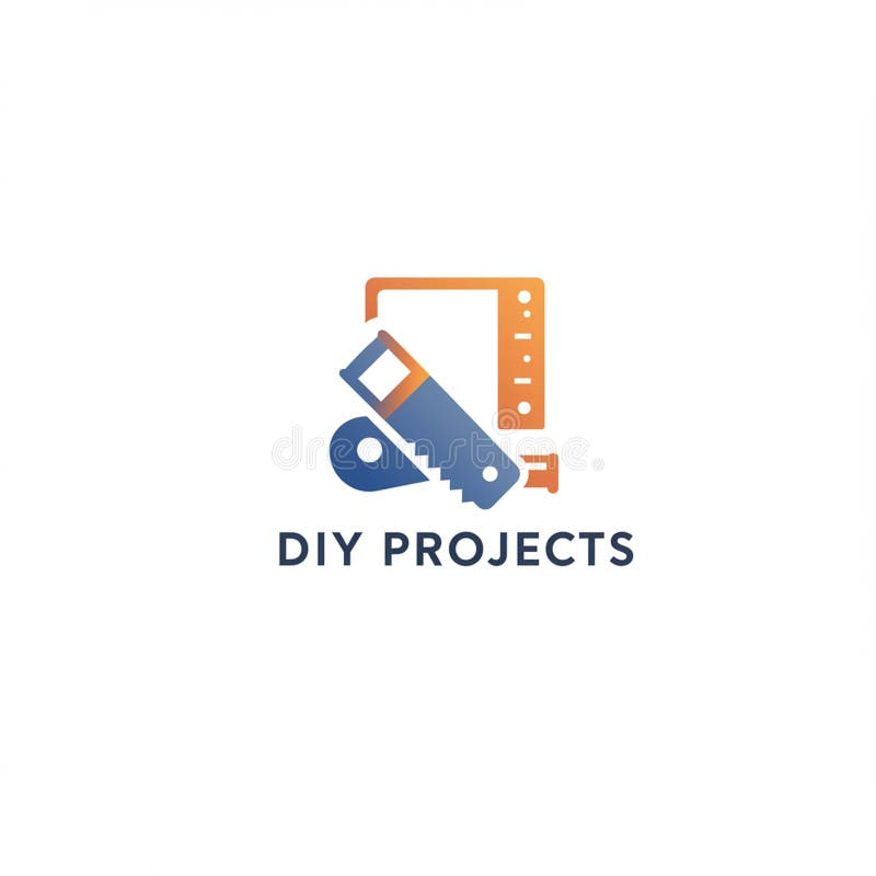 A Logo for "DIY Projects" Featuring a Saw, a Ruler, and a Pencil. the ...