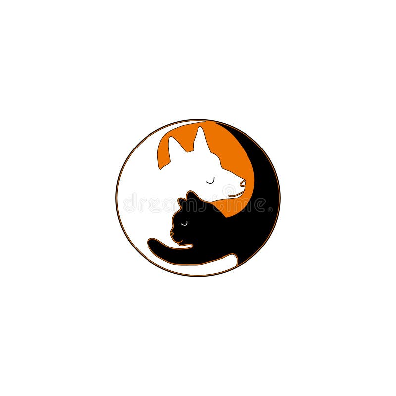 Logo dog hugging cat stock vector. Illustration of abstract - 115717098
