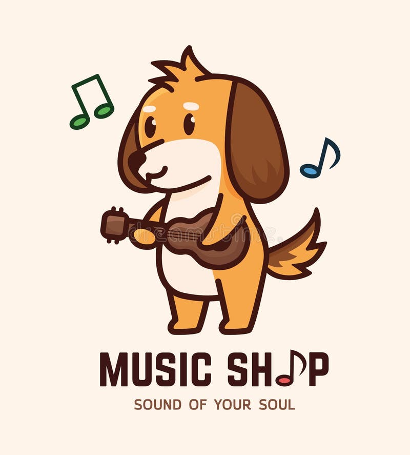 Logo Dog Playing Ukulele. Music Stock Vector - Illustration of friendly ...