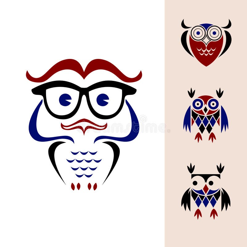 Logo drôle de hibou illustration stock. Illustration du mignon - 93696031