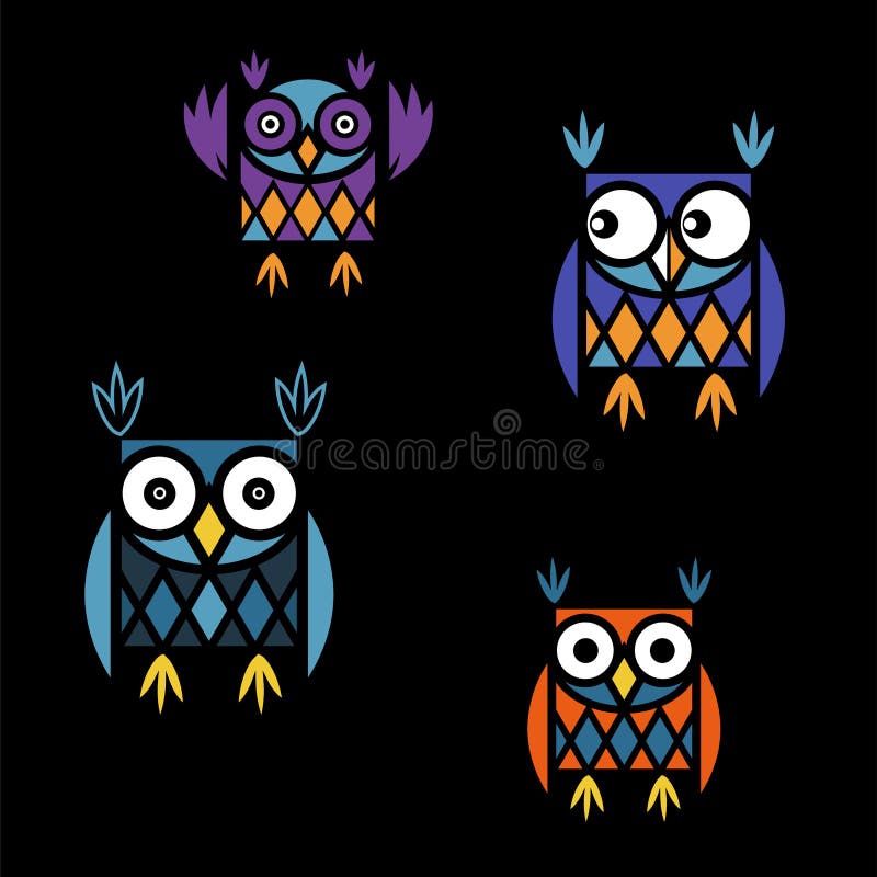 Logo drôle de hibou illustration stock. Illustration du retrait - 93696212