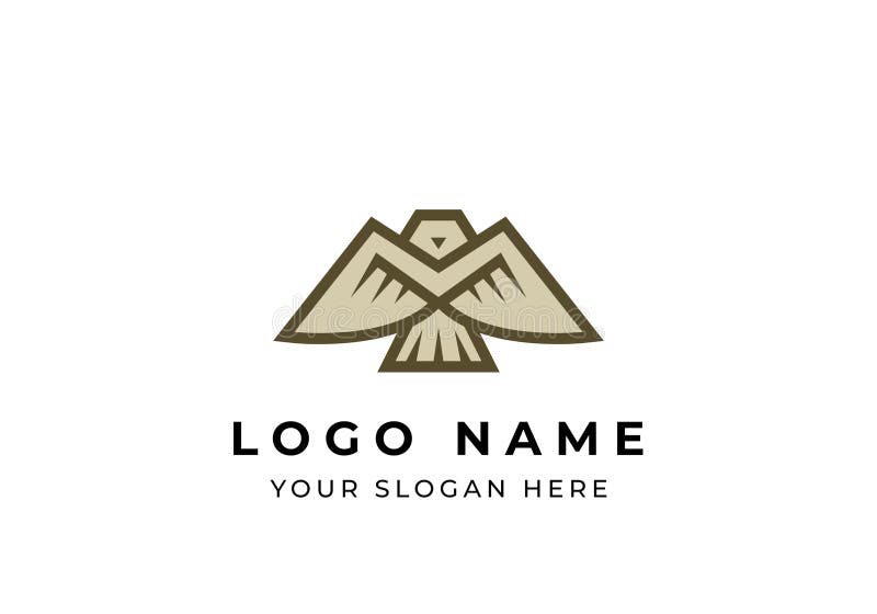Logo Eagle Front View with Letter M, Logo Bold Line of Eagle Stock ...