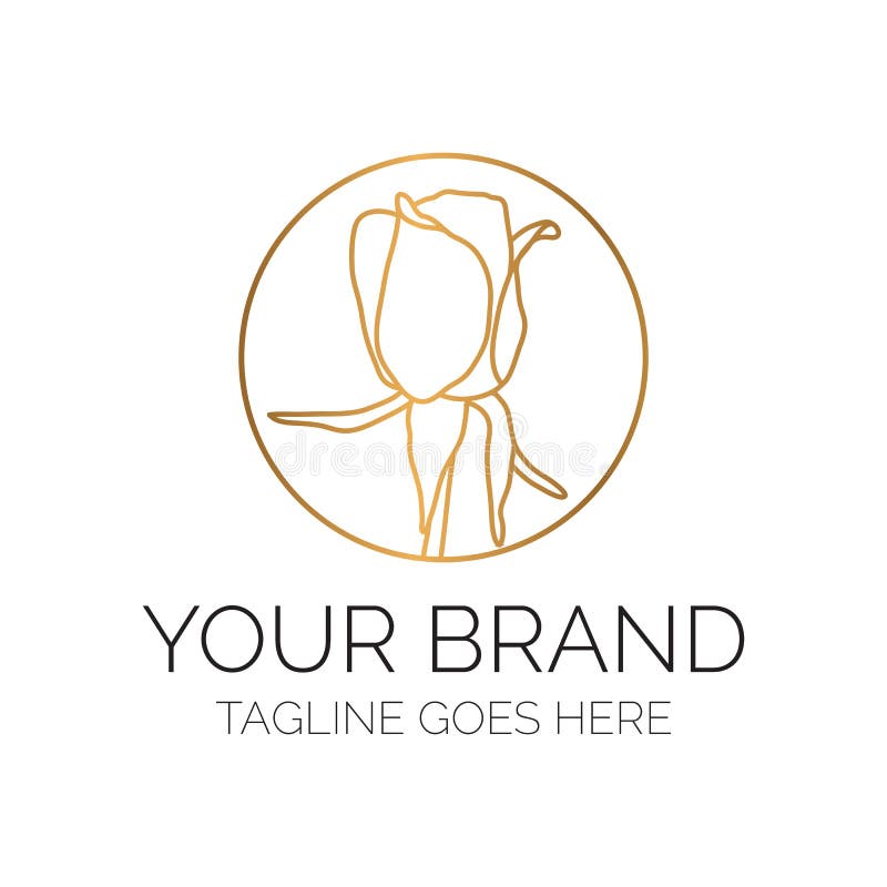 Logo Elegante De Flor De Rosa. Emblema Floral Redondo Ilustración del ...