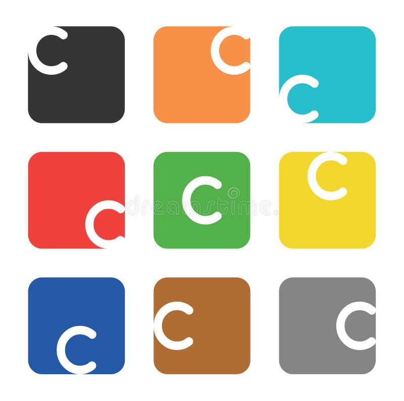 Logo Element, Letter C in Square Stock Vector - Illustration of color ...