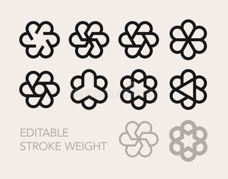 Set of Trendy Geometric Minimal Vector Logo Elements Designs. Editable ...