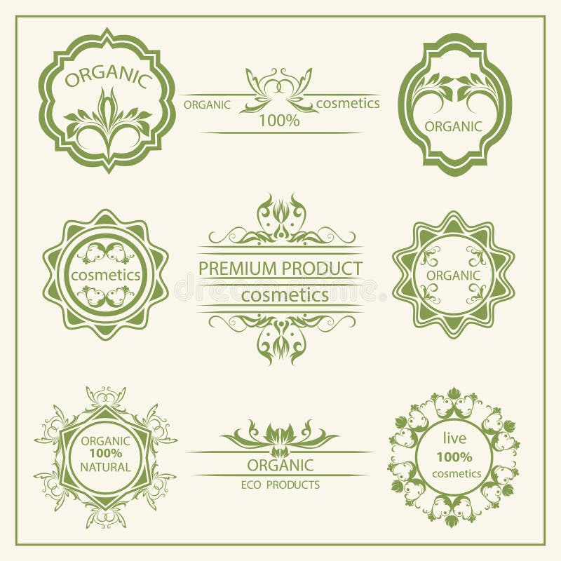 Organic Natural Emblems Products, Labels, Mark Stock Vector ...