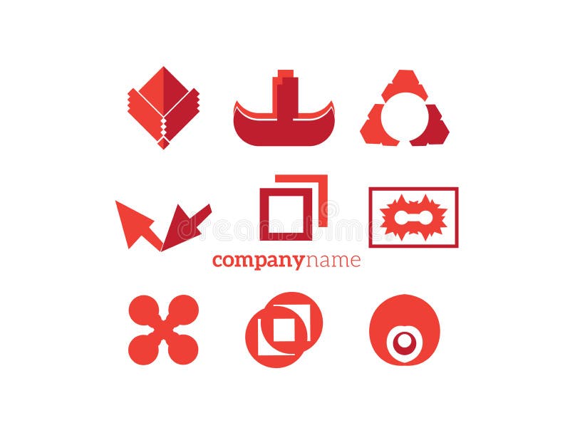 Logo Elements Set Red Orange Stock Vector - Illustration of abstract ...