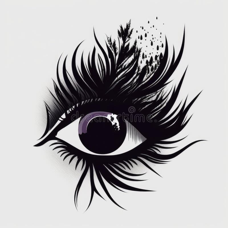 Logo of an Eye Black and White Deep Purple Iris Minimalist Style ...