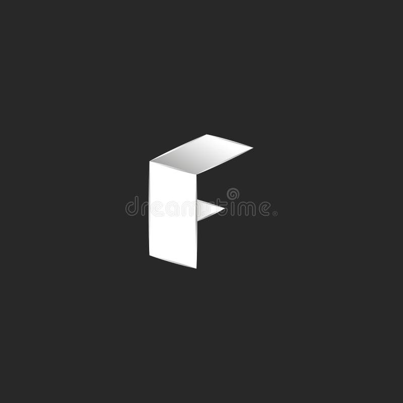 Logo F Isometric Shape Font Letter, White Paper Sheets Material Design ...