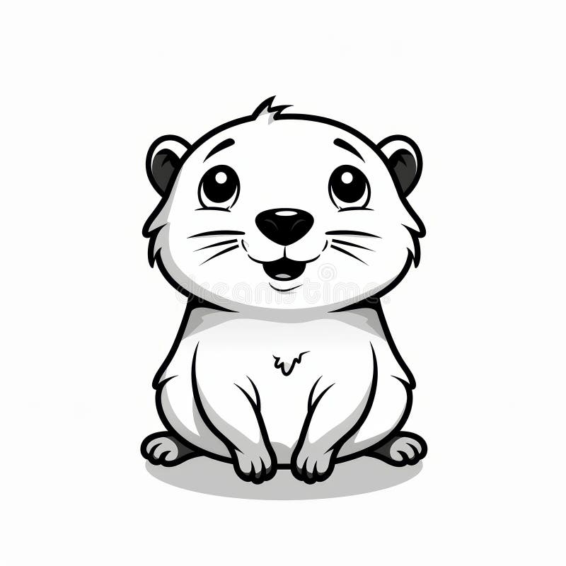 Cute Gopher Vector Logo in Black and White Outline Design Stock ...
