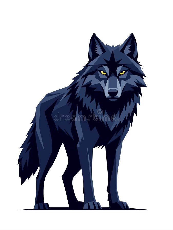 Black Wolf Standing Fierce Wild Animal Mascot Logo Stock Vector ...