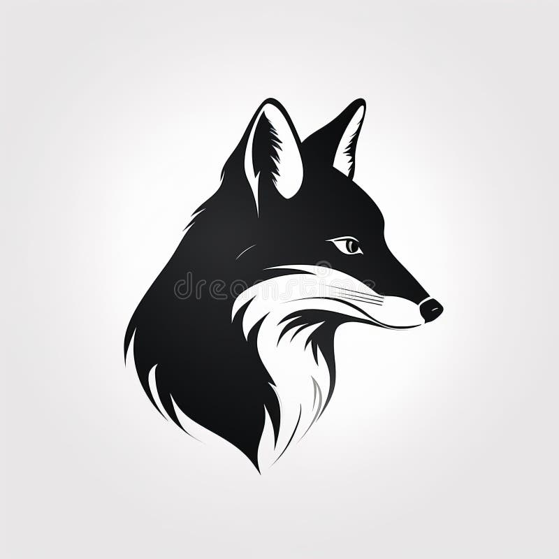 Minimal Black and White Fox Logo Stock Illustration - Illustration of ...