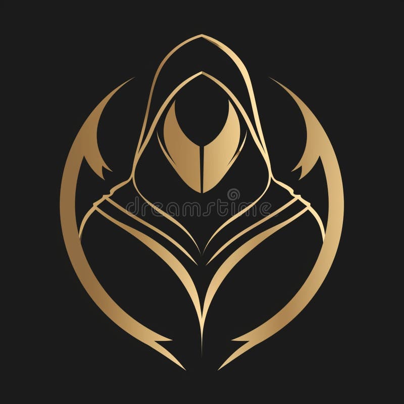 Golden Hooded Figure Logo Design Stock Illustration - Illustration of ...