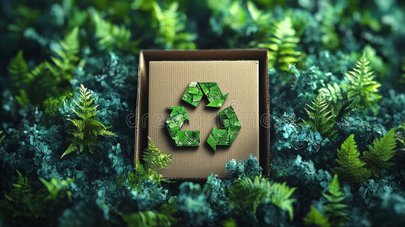 Logo Features Recycled Box Green Leaf and Recycling Symbol Representing ...