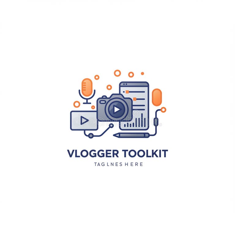 A Logo Features Various Elements Representing Digital and Vlogging ...