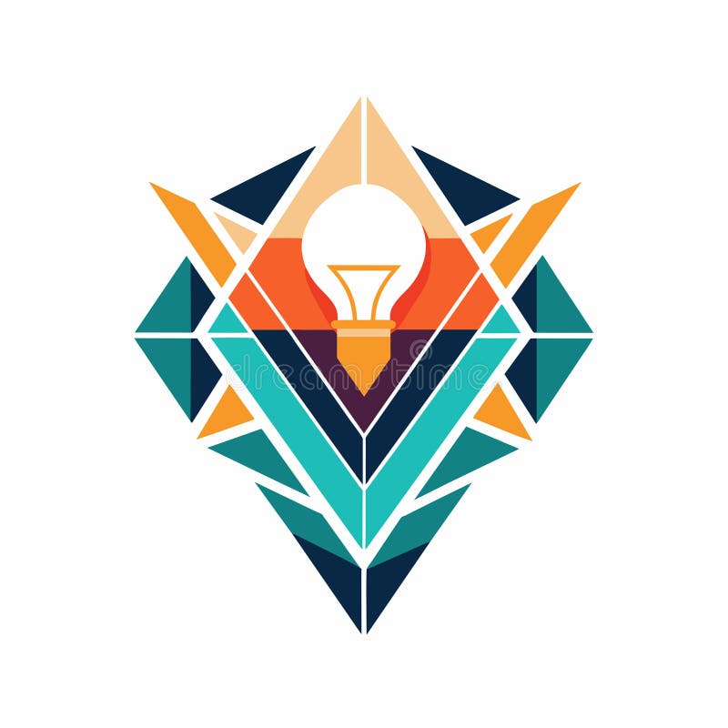 Logo Featuring Geometric Shapes and a Light Bulb Design, Symbolizing ...