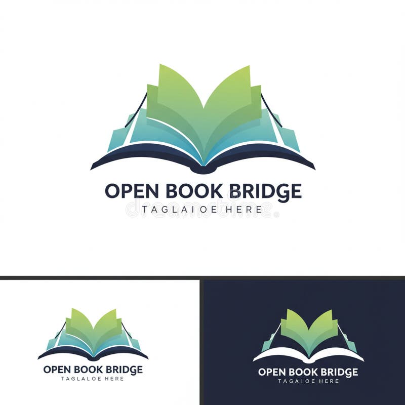 Logo Featuring an Open Book with Stylized Pages Forming a Bridge, Using ...