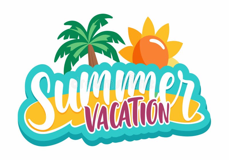 Logo Featuring a Palm Tree Under a Bright Sun, Symbolizing a Summer Vacation Stock Illustration ...