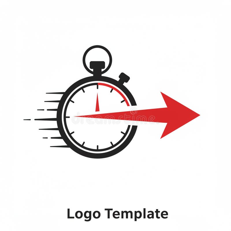 A Logo Featuring a Stopwatch Symbol with Black Outlines, Indicating ...