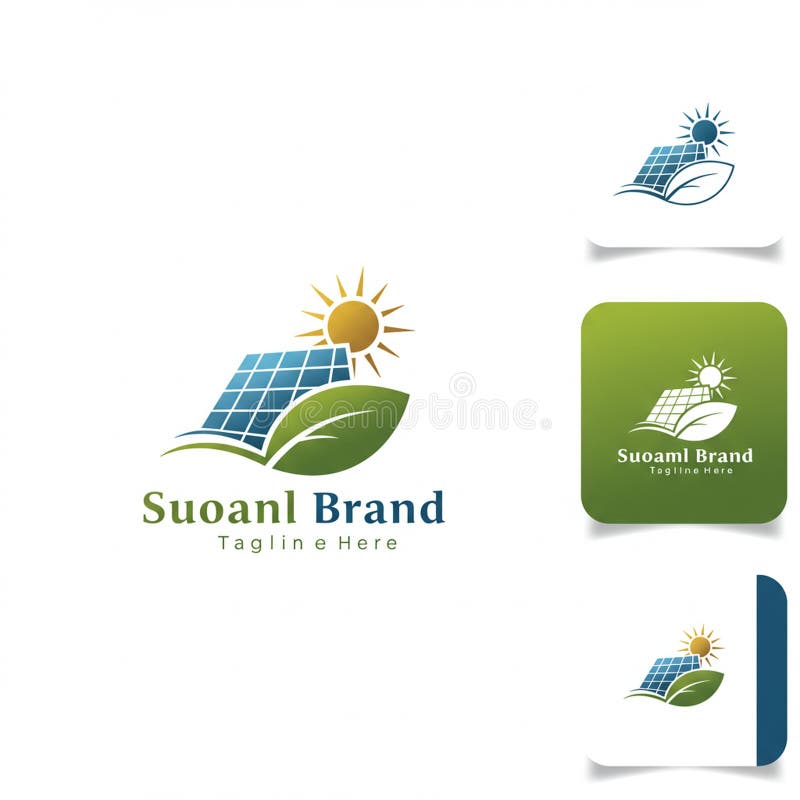 Logo Featuring a Stylized Solar Panel with a Sun Above it, Resting on ...