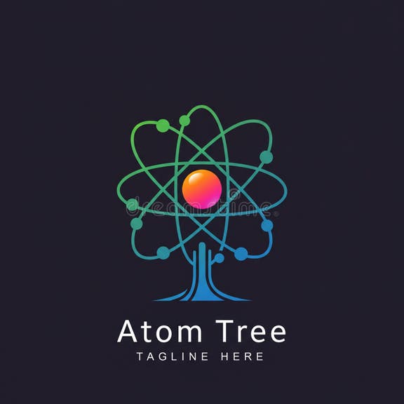 Logo Featuring a Stylized Tree with an Atomic Structure As Its Canopy ...