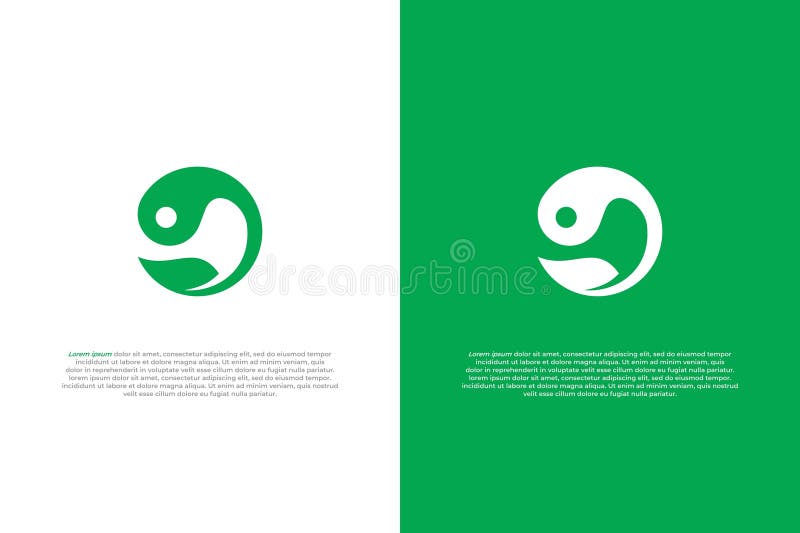 Logo Feuille Verte Yin Yang Illustration de Vecteur - Illustration du ...