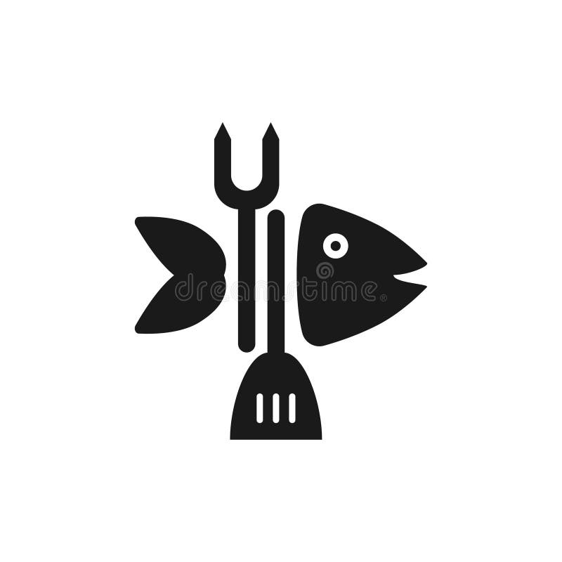 Logo of Fish Silhouette with Cutlery for Cooking Including Kitchen ...