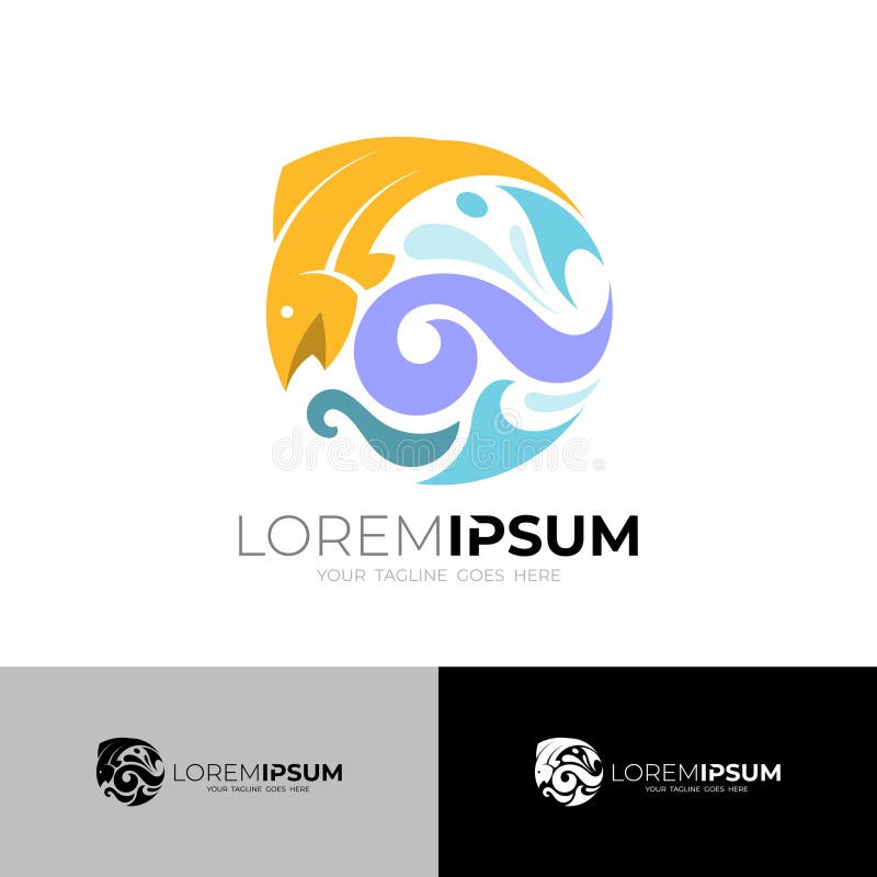Logo of Fish Swimming in Water and Forming a Circle Stock Illustration ...