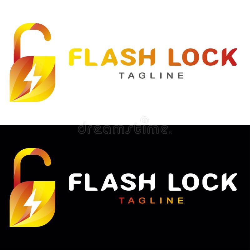 Creative Lock Concept Logo Design with Flash Icon Stock Vector ...