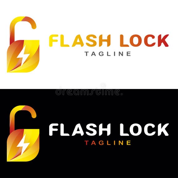 Creative Lock Concept Logo Design with Flash Icon Stock Vector ...