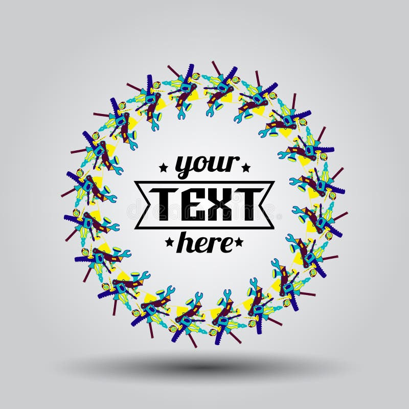 Logo in Frame with Mini Doodles and Text Stock Vector - Illustration of ...
