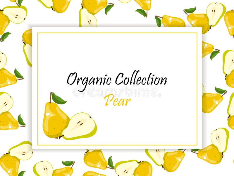 Pear Juice. Template Packaging Design. Whole and Cut Transparent Fruits ...