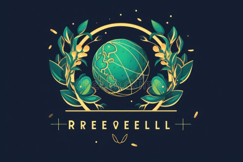 A Logo with a Globe Surrounded by Leaves. Generative AI Image. Stock ...