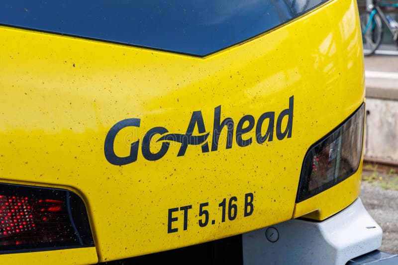 Logo of GoAhead on a Egional Train from Bwegt at the Main Railway Station in Stuttgart, Germany ...