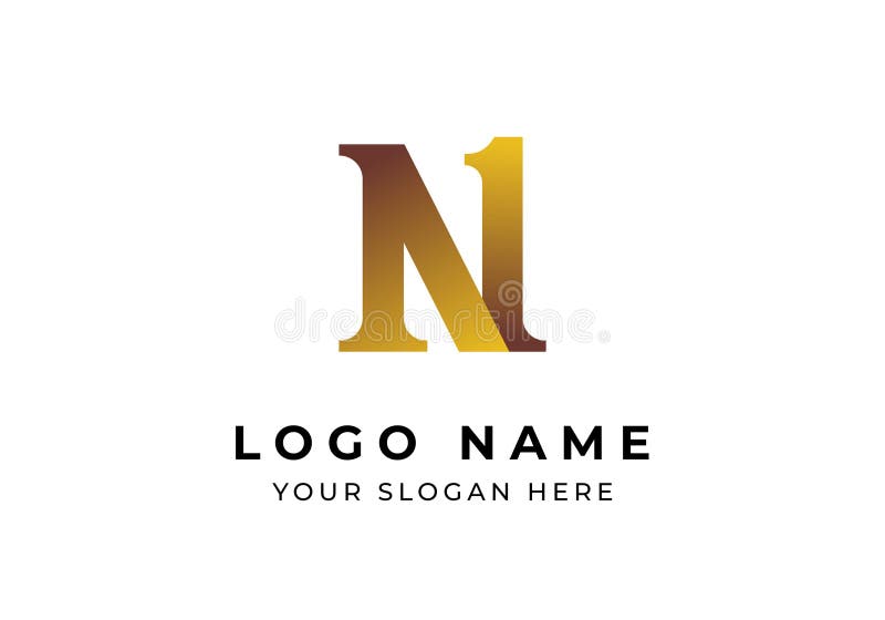 Logo Gold Letter N and Number 1. Logo Alphabet and Number Stock Vector ...