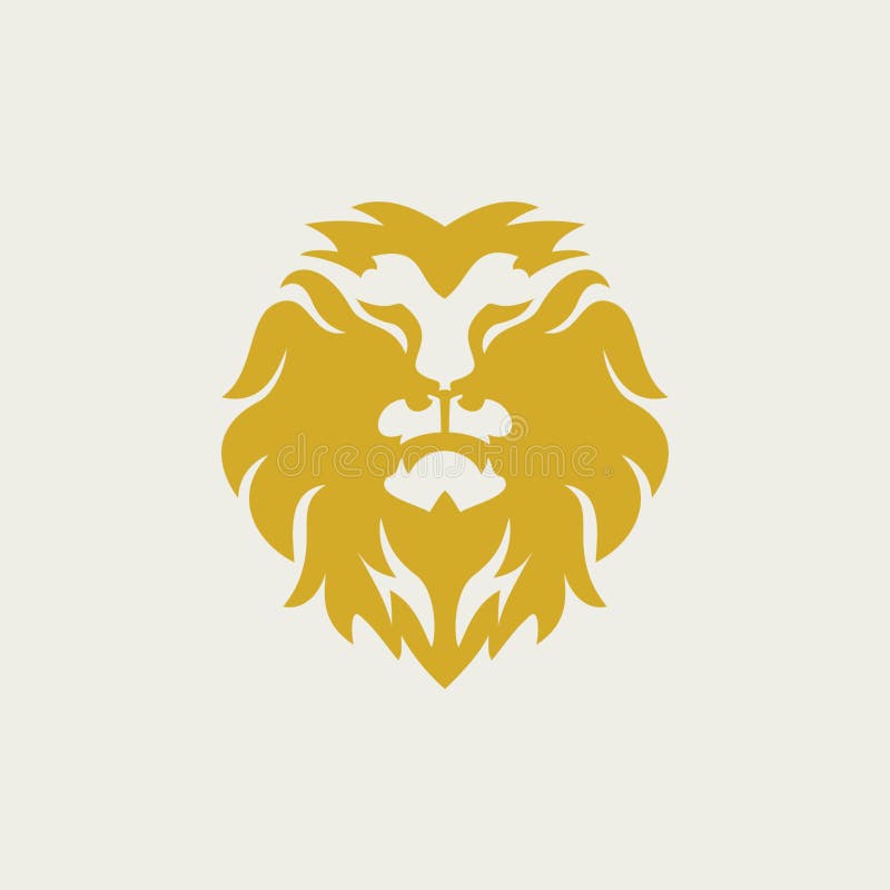 Logo of a Gold Regal Lion with a Front Face Stock Vector - Illustration ...