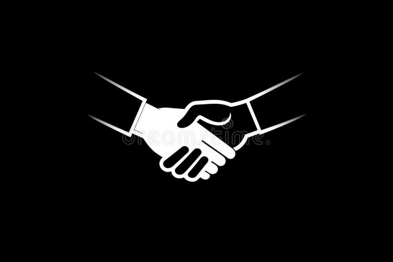Logo Handshake Black and White, Minimalist Style. Generative AI Stock ...