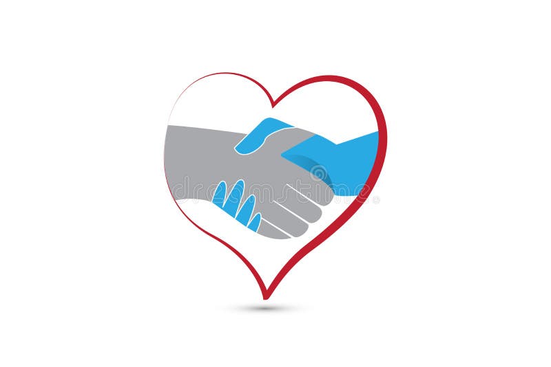 Handshake love symbol logo stock vector. Illustration of drawing - 54092704