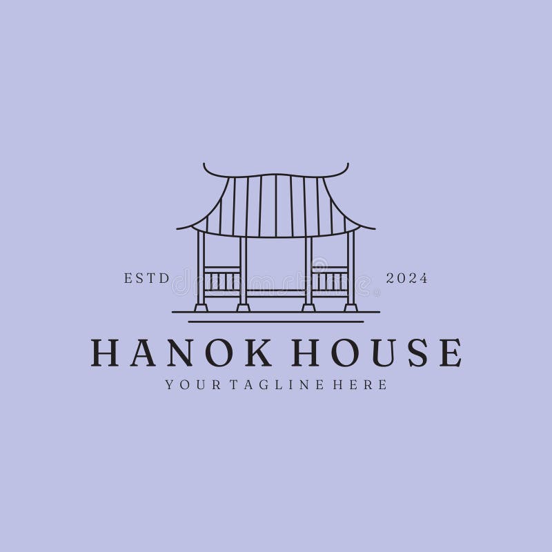Hanok House Traditional Line Art Minimalist Logo Design Illustration ...