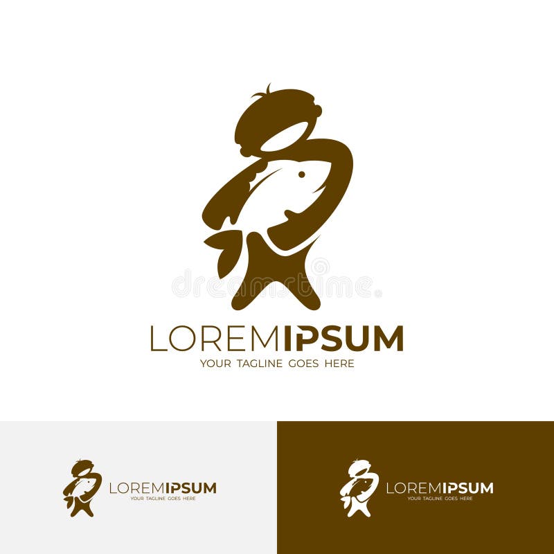 Logo of a Happy Person Hugging a Fish Stock Illustration - Illustration ...