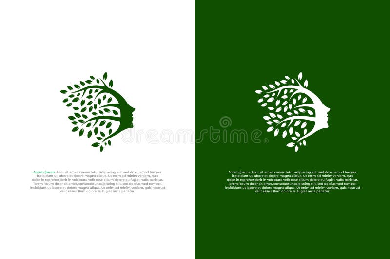 Logo Head Silhouette Branch Leaf Tree Green Stock Illustration ...