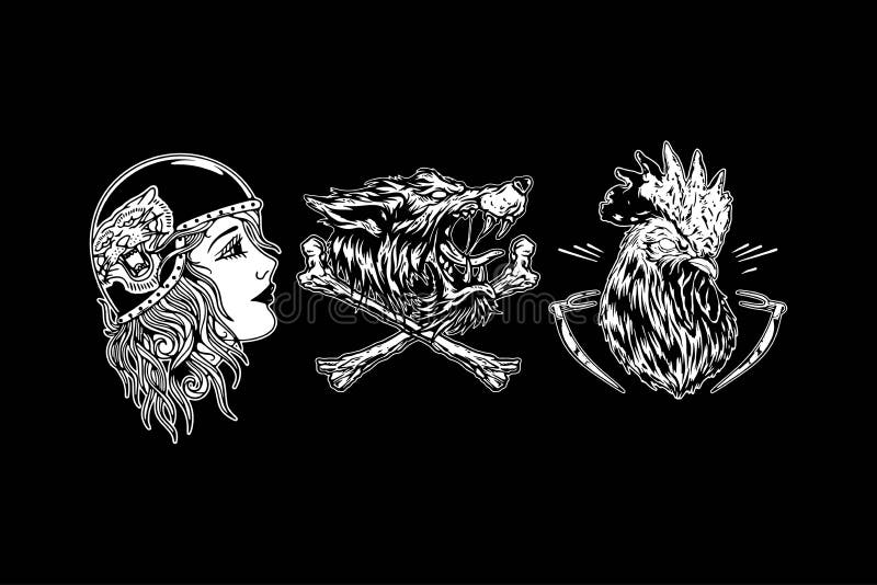 Logo Head Women . Head Wolf, Head Rooster Stock Vector - Illustration ...