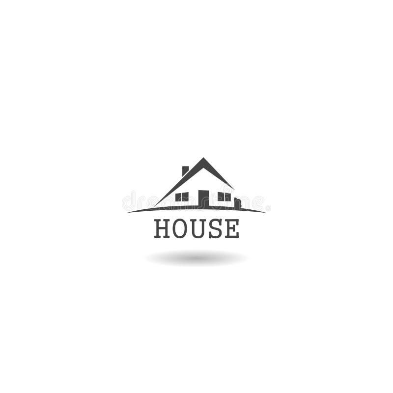 Logo House Abstract Real Estate Icon with Shadow Stock Vector ...
